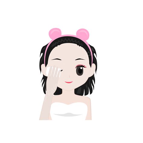 손으로 그린 만화 캐릭터 여성 여성 스킨 케어 단계 메이크업 리무버 벡터 공제하다 아름다운 Png 일러스트 및 Psd 이미지 무료 다운로드 Pngtree