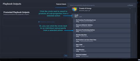 create playbook outputs