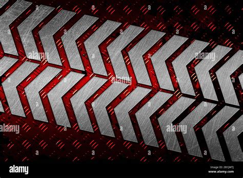 Grunge Gray Sign And Red Metal Background Pattern On Metal Plate