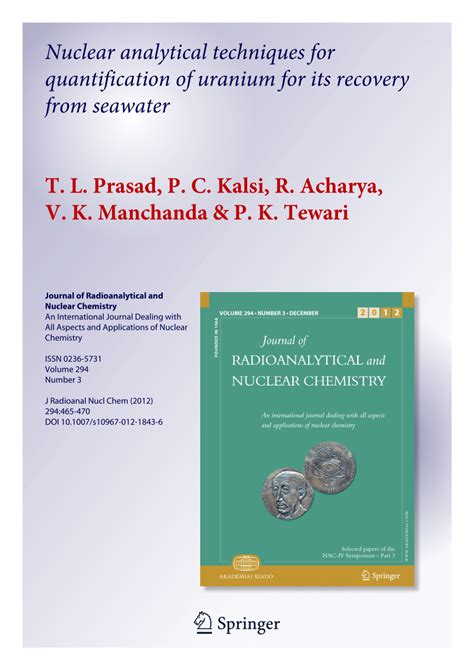 Pdf Nuclear Analytical Techniques For Quantification Of Uranium For