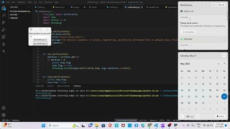 Drinking Water Reminder Using Pythonpython Projects Youtube