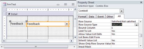 Ms Access 2010 Populate A Combo Box With A List Of Values Not From A