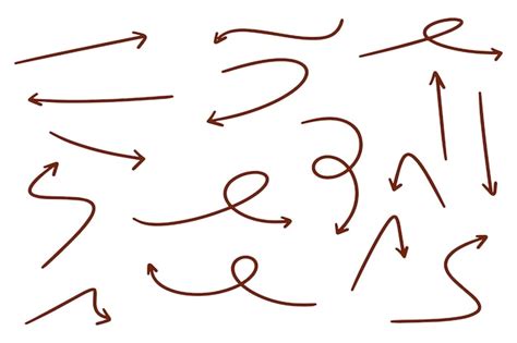 Premium Vector Collection Hand Drawn Arrows Set Of Vector Curved Arrows Isolated White Background