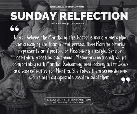 Gospel Reflection Sunday 20th July 2025 16th Sunday In Ordinary Time