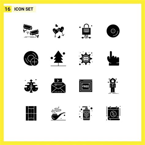 Set Of 16 Modern Ui Icons Symbols Signs For Video Cd Love Disk Server Editable Vector Design