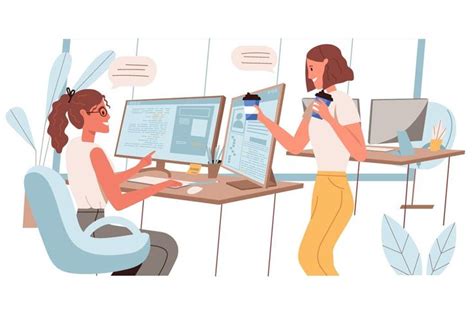 programmers working concept flat woman illustration illustration