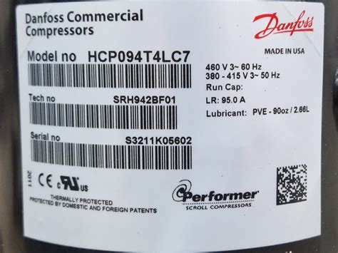 Used Danfoss Hcp094t4lc7 Scroll Compressor Hos Bv