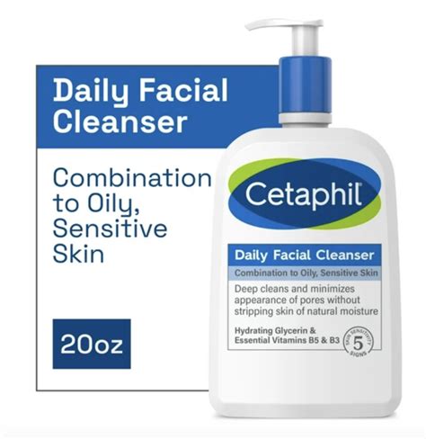 Cetaphil Face Wash Daily Facial Cleanser For Sensitive Combination To