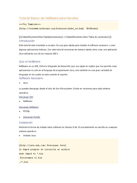 Tutorial Básico De Netbeans Para Novatos Pdf Frijoles Netos Aplicaciones Y Software