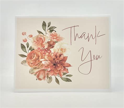 Thank You Note Greeting Card Terracotta Autumn Floral Bouquet Bridal