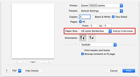Canon PIXMA Manuals TS Series Perform Borderless Printing