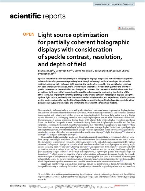 Pdf Light Source Optimization For Partially Coherent Holographic Displays With Consideration