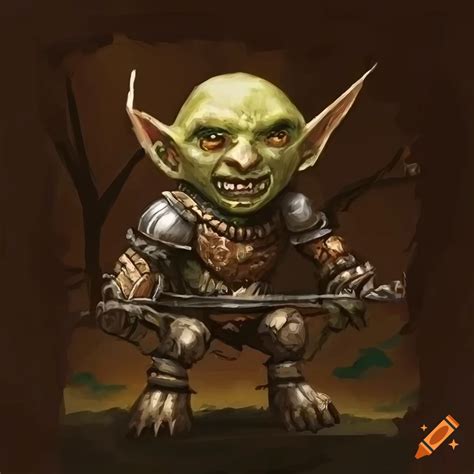 Fantasy Small Goblin In Scrap Metal Light Armor Inspired By Old Mtg Art On Craiyon