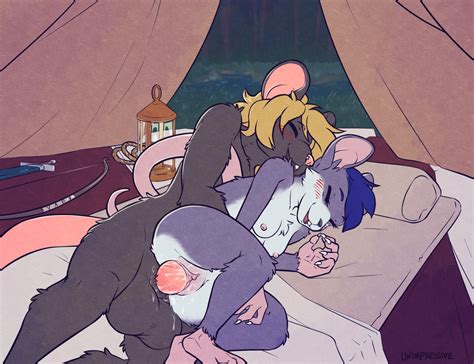 Rule 34 Anthro Balls Big Balls Black Body Black Fur Blonde Hair Blue Hair Blush Bow Weapon