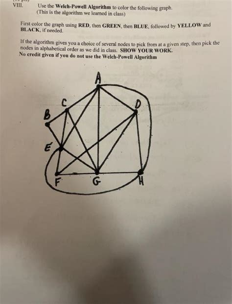 Solved Viii Use The Welch Powell Algorithm To Color The