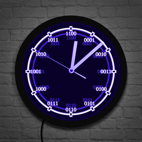 Binary Code Decorative Wall Clock With Led Backlig Grandado
