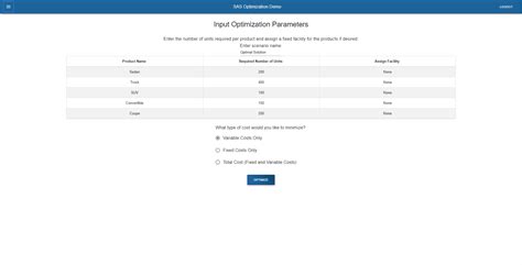 sas® optimization web app using rest apis with embedded sas® visual