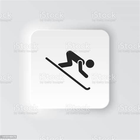 사각형 버튼 아이콘 스키 실루엣 단추 배너 동형 스타일에 응용 프로그램 일러스트레이션을 위한 사각형 배지 인터페이스 개념에 대한
