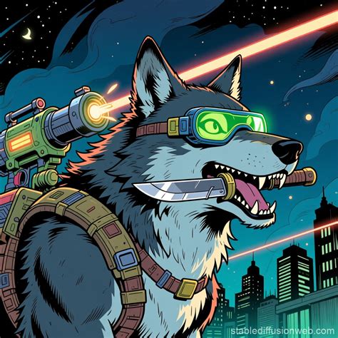 Wolf With Laser Cannon And Night Vision Stable Diffusion Online