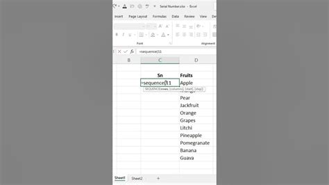 How To Insert Serial Number In Excel Sequence Function Youtube