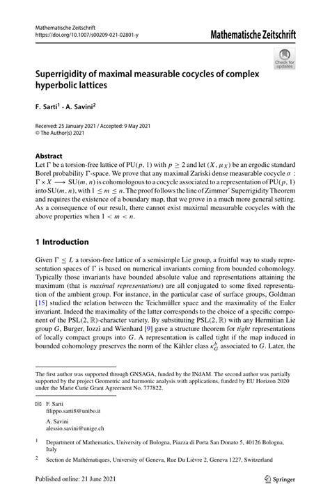 Pdf Superrigidity Of Maximal Measurable Cocycles Of Complex