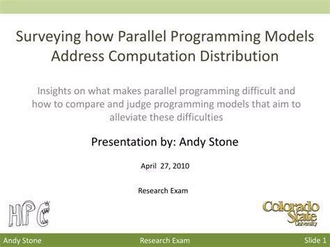 PPT Surveying How Parallel Programming Models Address Computation Distribution PowerPoint