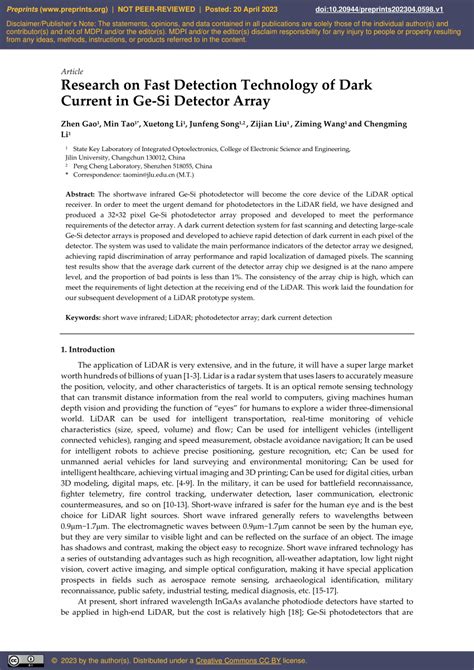 Pdf Research On Fast Detection Technology Of Dark Current In Ge Si