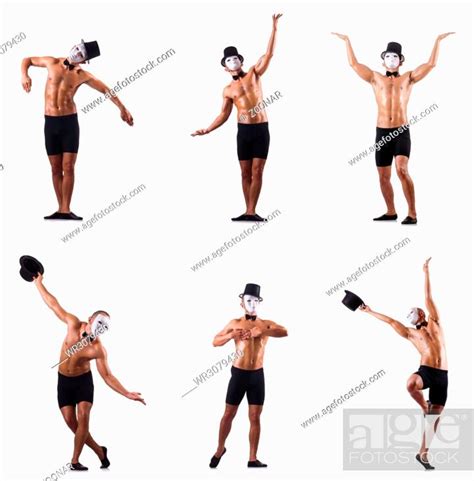 Naked Muscular Mime Isolated On White Stock Photo Picture And Royalty Free Image Pic