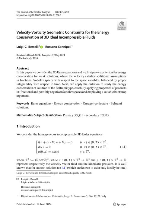 Pdf Velocity Vorticity Geometric Constraints For The Energy