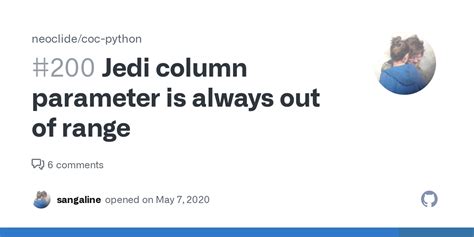 Jedi Column Parameter Is Always Out Of Range Issue 200 Neoclide