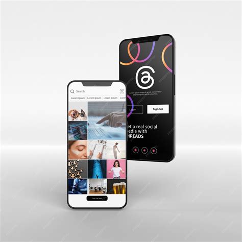 Premium PSD | Threads and instagram app on smartphone mockup