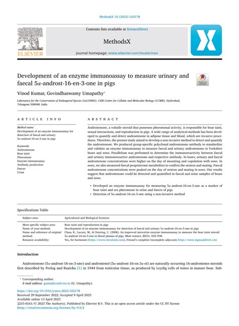 Pdf Development Of An Enzyme Immunoassay To Measure Urinary And