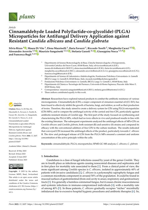 Pdf Cinnamaldehyde Loaded Polylactide Co Glycolide Plga