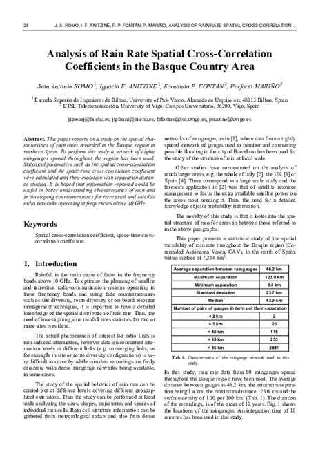 Pdf Analysis Of Rain Rate Spatial Cross Correlation Coefficients In