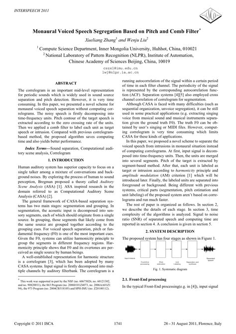 Pdf Monaural Voiced Speech Segregation Based On Pitch And Comb Filter