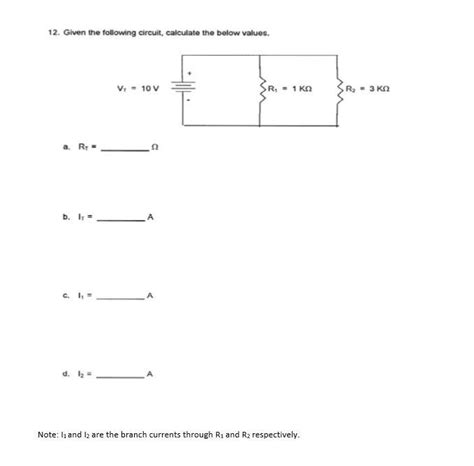 Solved Given The Following Circuit Calculate The Below Chegg