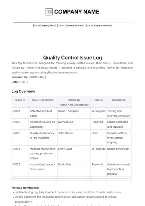 Free Complaint Log Templates Editable And Printable