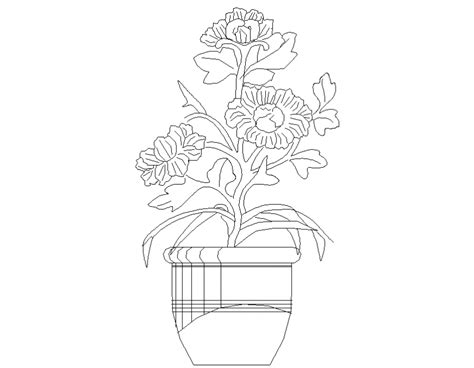 Decorative Flower Pot Elevation Block Cad Drawing Details Dwg File