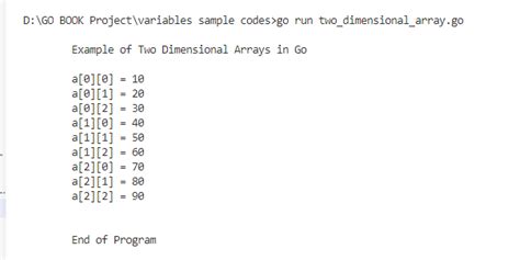 Free Programming Source Codes And Computer Programming Tutorials Two Dimensional Arrays In Go