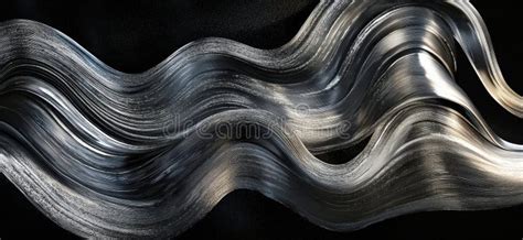 Abstract Metallic Wave Design With Flowing Silver Texture And Smooth Curves Showcasing Dynamic