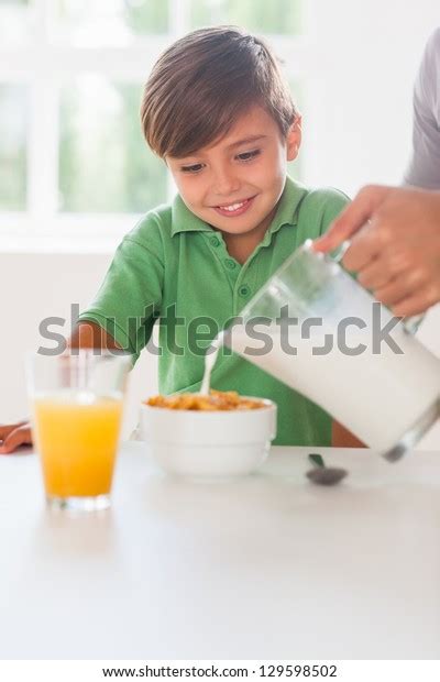 Father Pouring Milk Cereal His Son Stock Photo 129598502 | Shutterstock