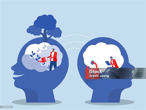 두 명의 큰 머리 인간은 성장 마인드셋이 다르다고 생각합니다 고정 마인드셋 개념 벡터 일러스트레이터 0명에 대한 스톡 벡터 아트 및 기타 이미지 Istock