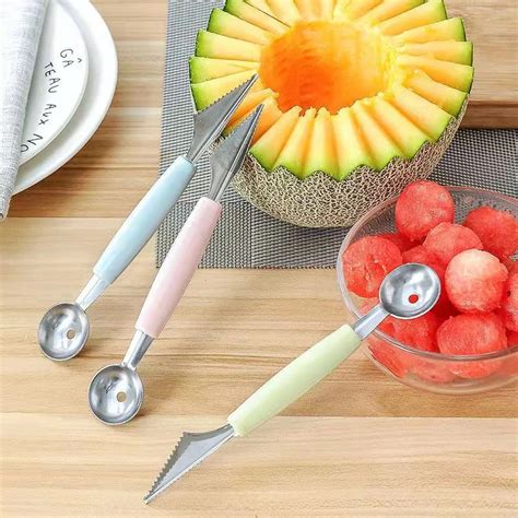 Melon Baller Scoop Set 2 In 1 Stainless Steel Fruit Scooper Seed