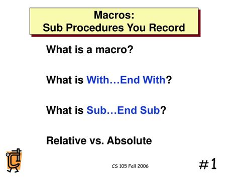 Ppt Macros Sub Procedures You Record Powerpoint Presentation Free Download Id3196574
