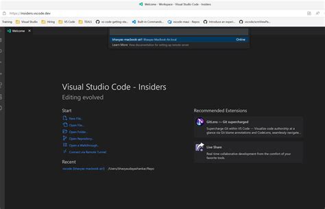 show connect to tunnel on welcome page in vscode dev · issue 179687