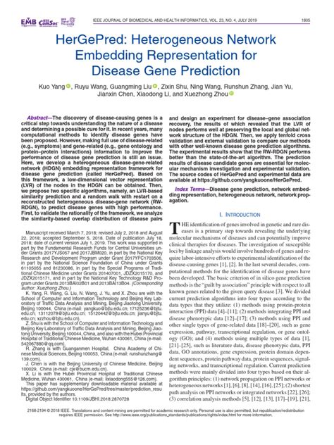 Hergepred Heterogeneous Network Embedding Representation For Disease