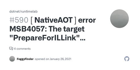 NativeAOT Error MSB The Target PrepareForILLink Does Not Exist In The Project Issue