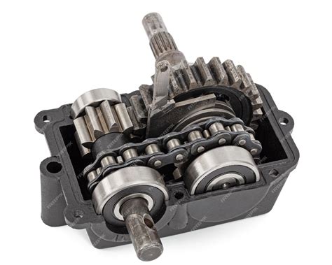 Premium Photo Gear Reducer With Chain Drive Isolated On White Background