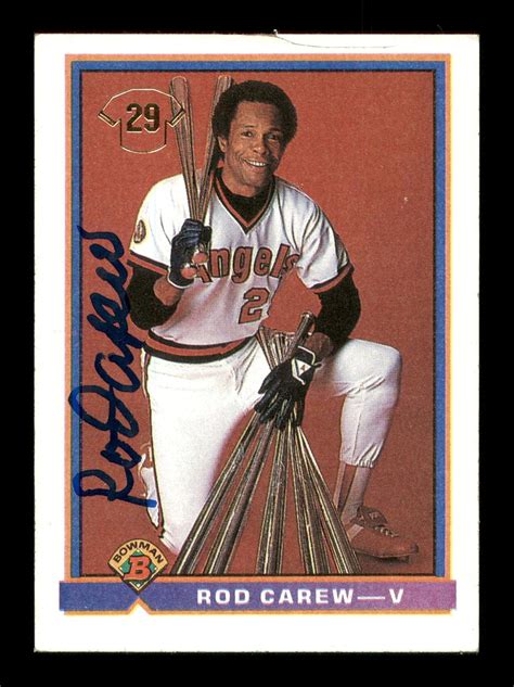 Rod Carew Autographed 1991 Bowman Card 5 California Angels Sku 186738