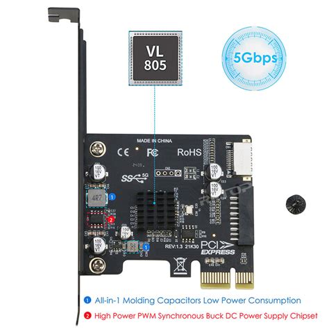 Pci E 1x To Usb 3 2 Gen1 5gbps 20pin Front Panel Header To Type C Front Panel Header Usb 3 0
